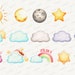 Watercolor Sun, Moon and Cloud Clipart, Yellow Sun PNG, Summer Clip Art ...