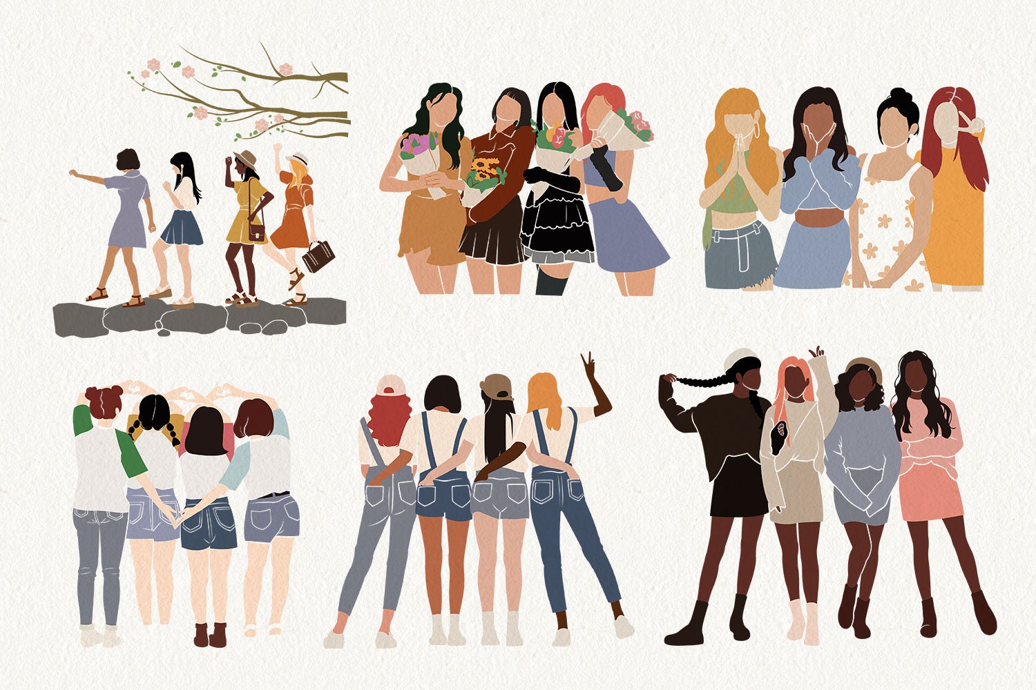 Girl Friends Clipart Set, Cute Friends Clipart, Best Friends. - Etsy