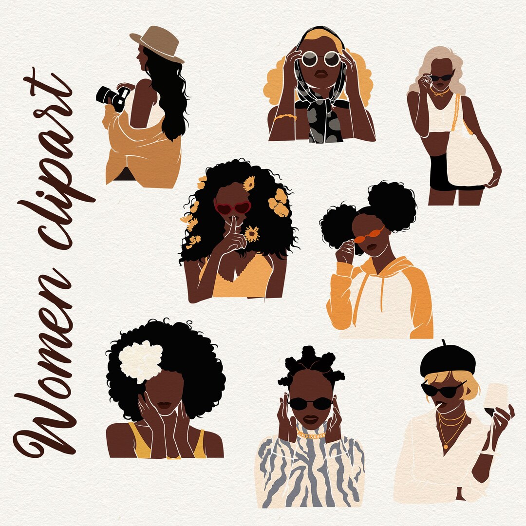 Black Woman Clipart, Black Fashion Girl African American Clipart Black ...