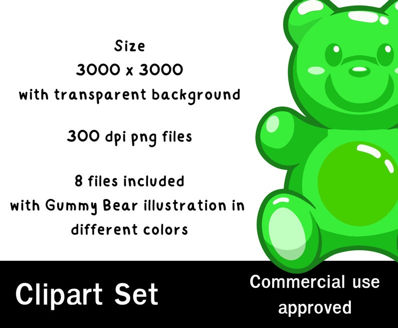 Gummy Bear Cliparts PNG Transparent Background Candy Graphic - Etsy