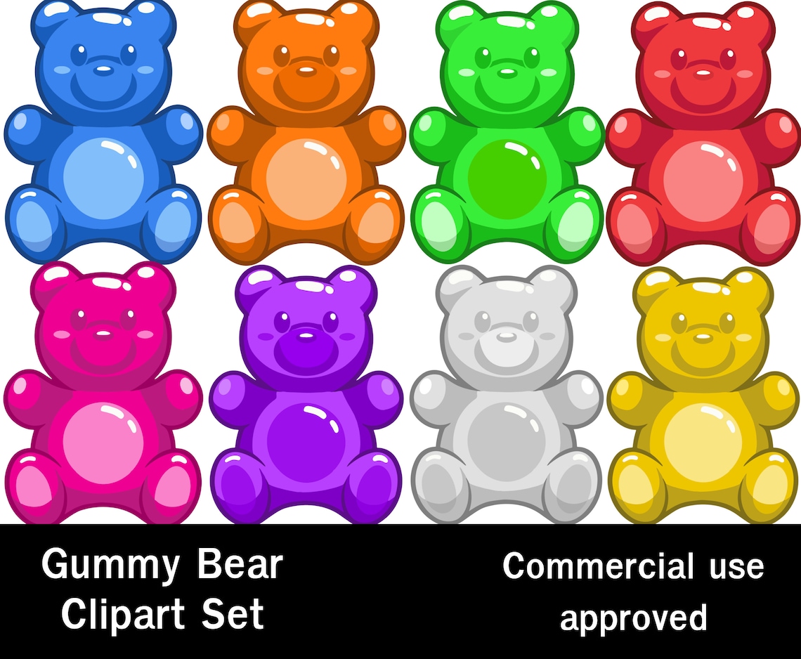 Gummy Bear Cliparts PNG Transparent Background Candy Graphic - Etsy