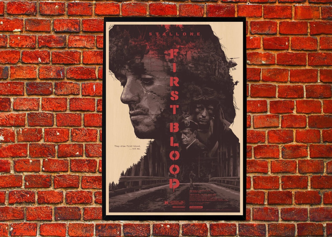 Rambo First Blood Soldier Vietnam Stallone Movie Film Poster Print ...