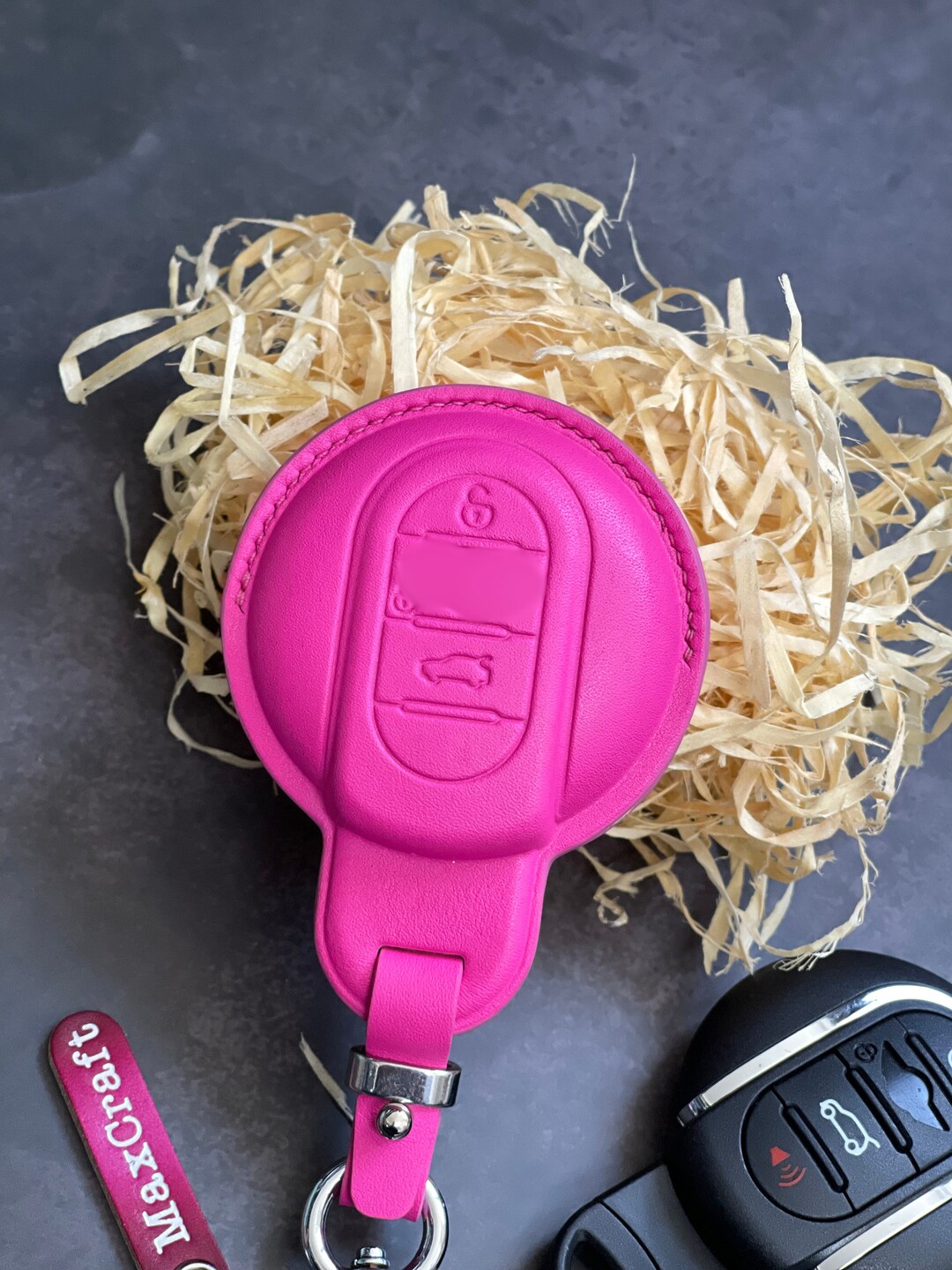 Personalized Leather Mini Cooper Key Fob Cover 2006-2014, Stylish Key ...