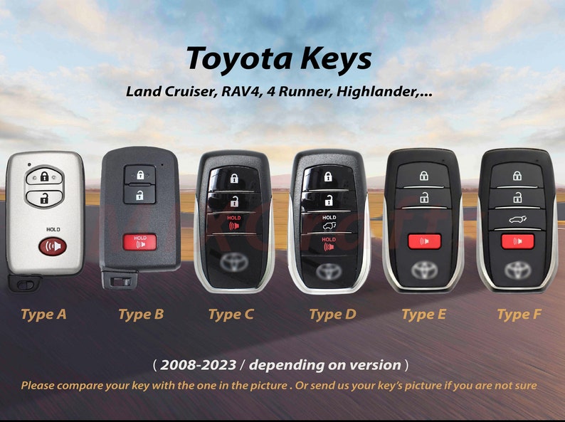 Toyota 4runner TRD Pro Leather Key Fob Cover & Keychain Gift Set for ...