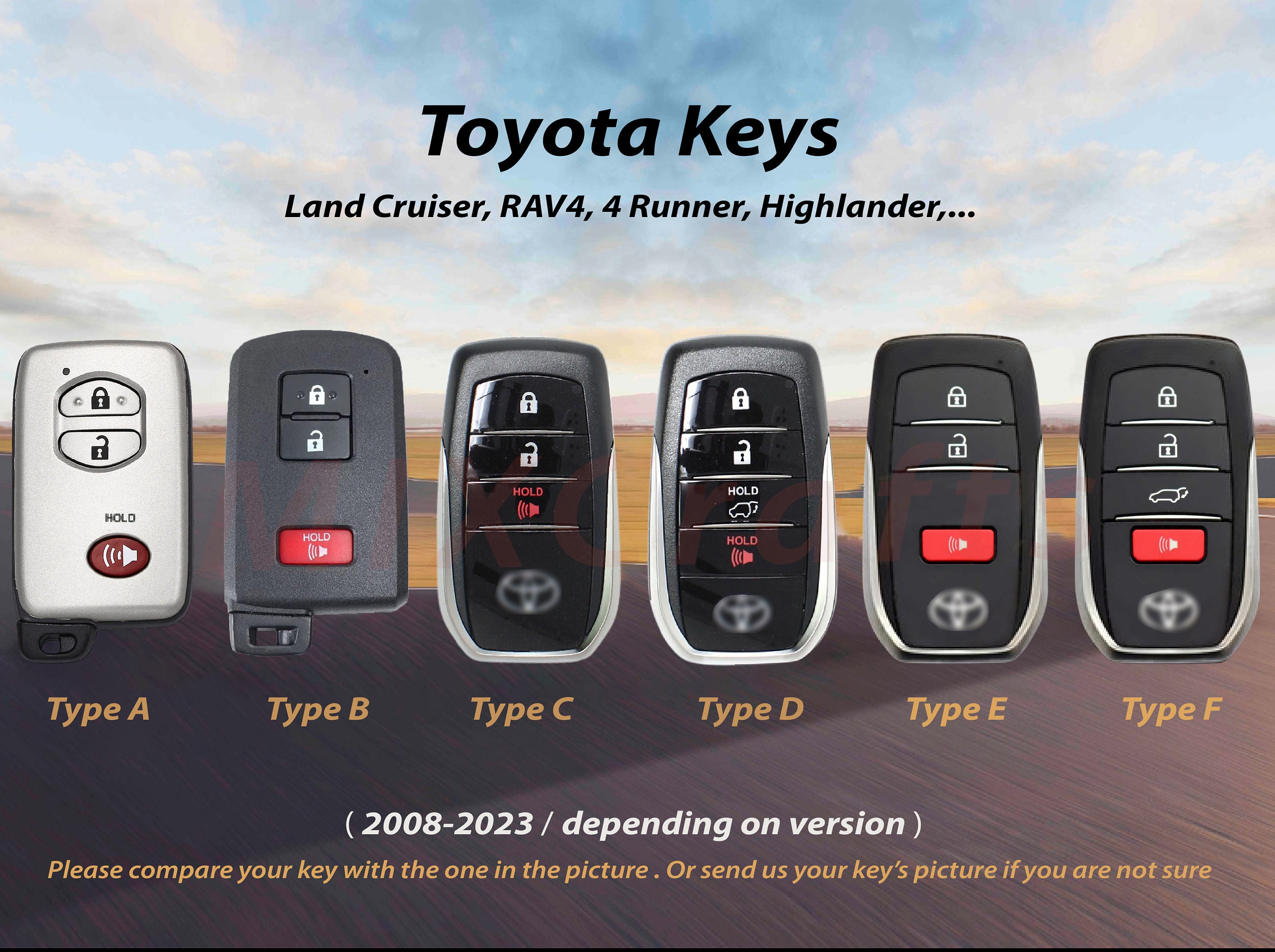 Toyota 4runner TRD Pro Leather Key Fob Cover & Keychain Gift Set for ...