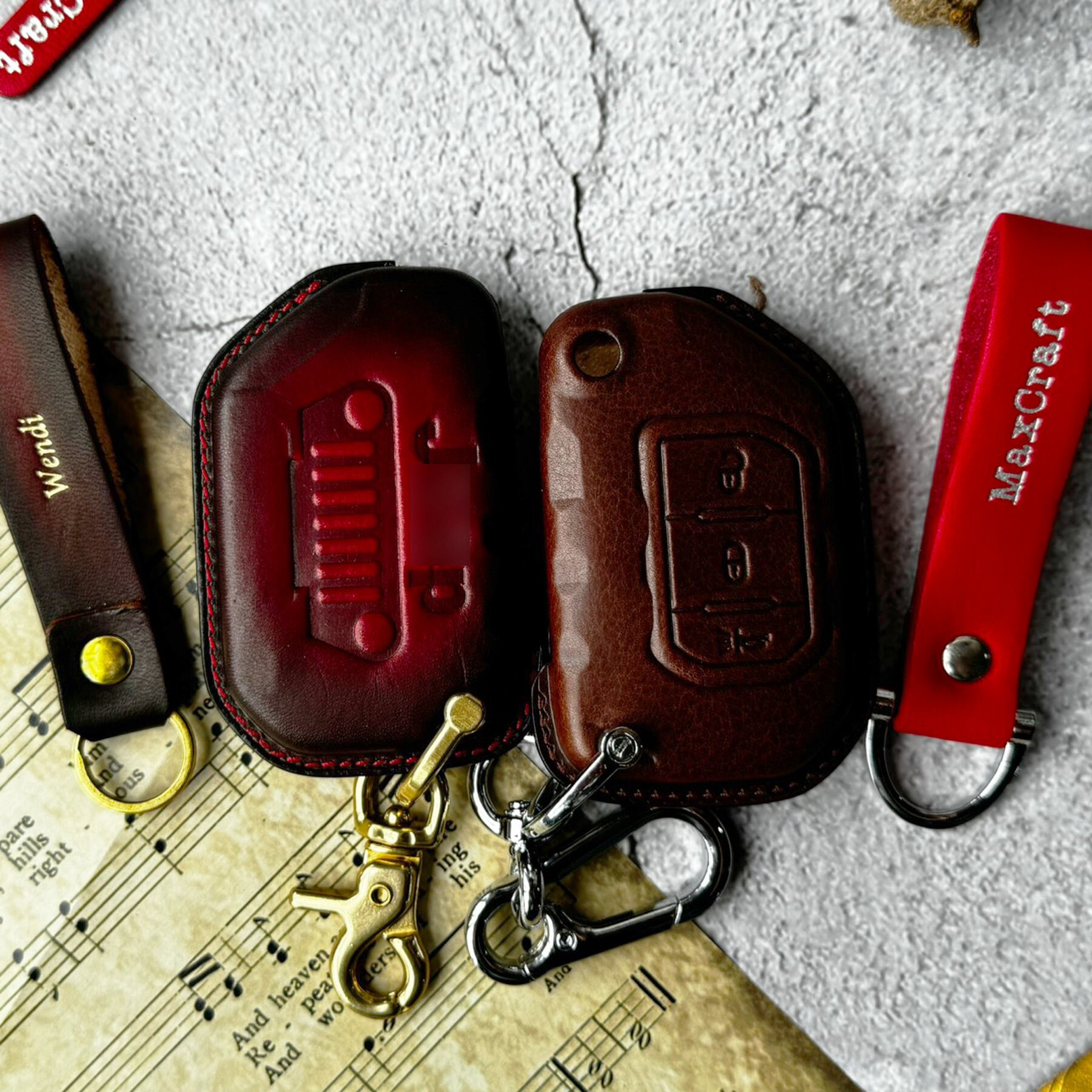 Custom Leather Key Fob Covers for 2021-2024 Waagoneer, Grand Cherokee ...
