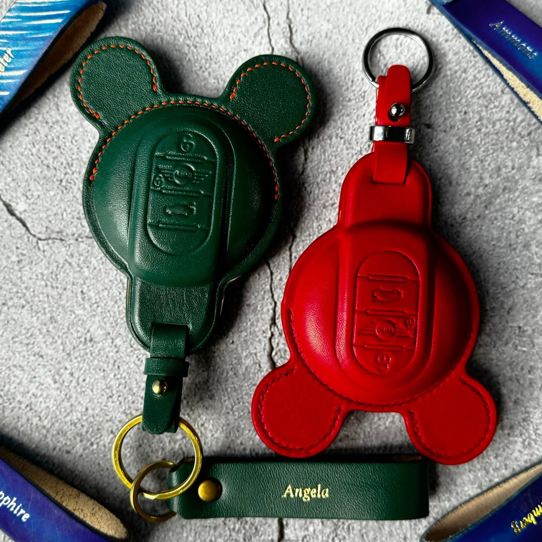 Minnie Mouse Ear Key Fob Cover for MINI Cooper Clubman Handmade Leather ...