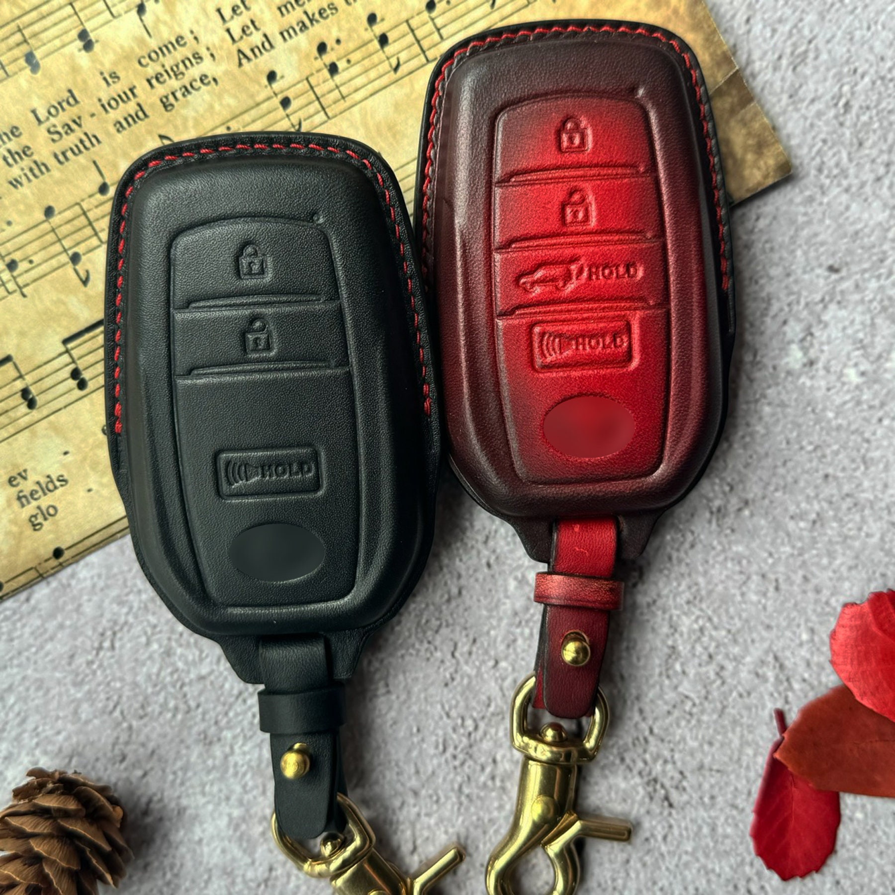 Toyota 4runner TRD Pro Leather Key Fob Cover & Keychain Gift Set for ...