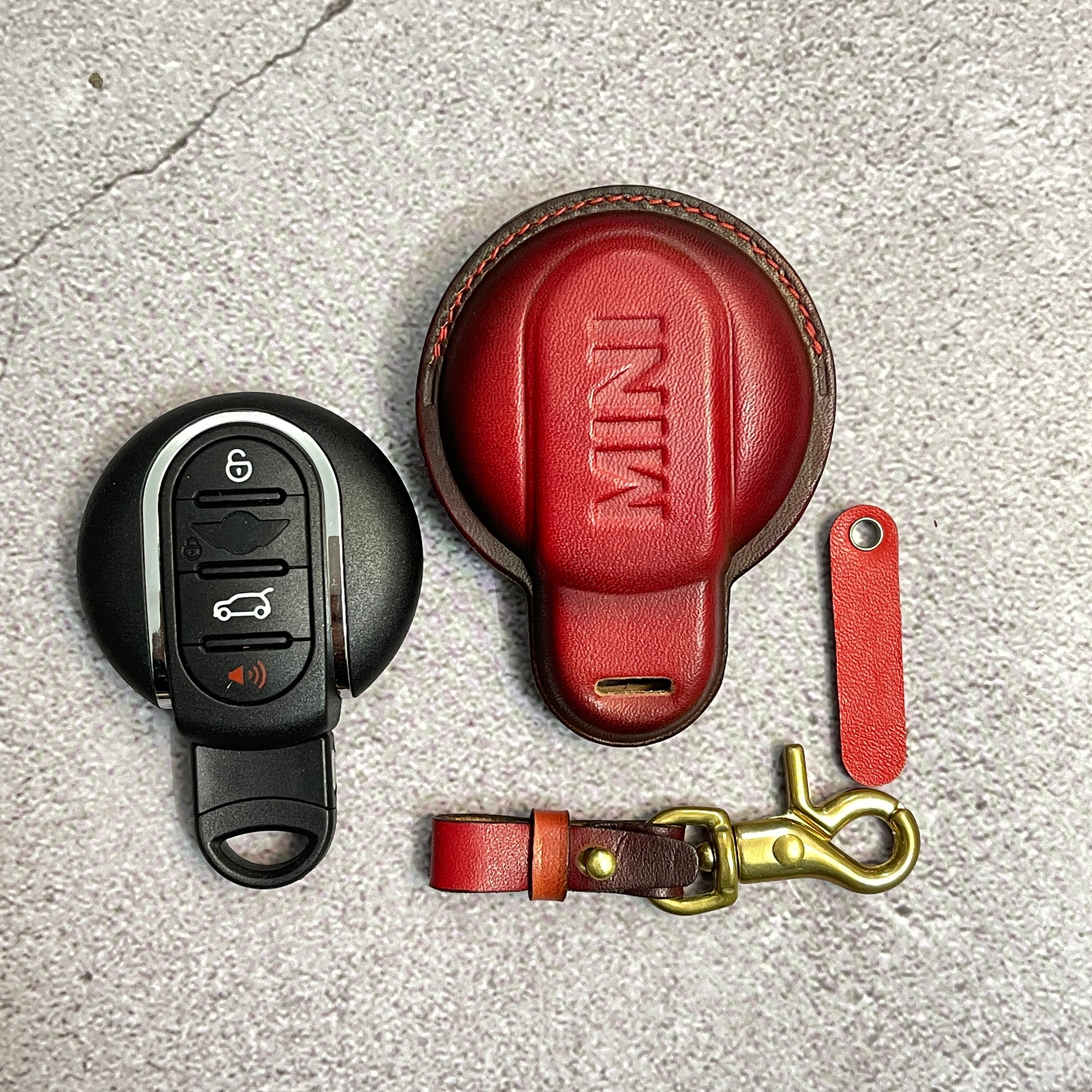 Mini Cooper F Series Key Fob Case Genuine Leather Cover With Keyring ...