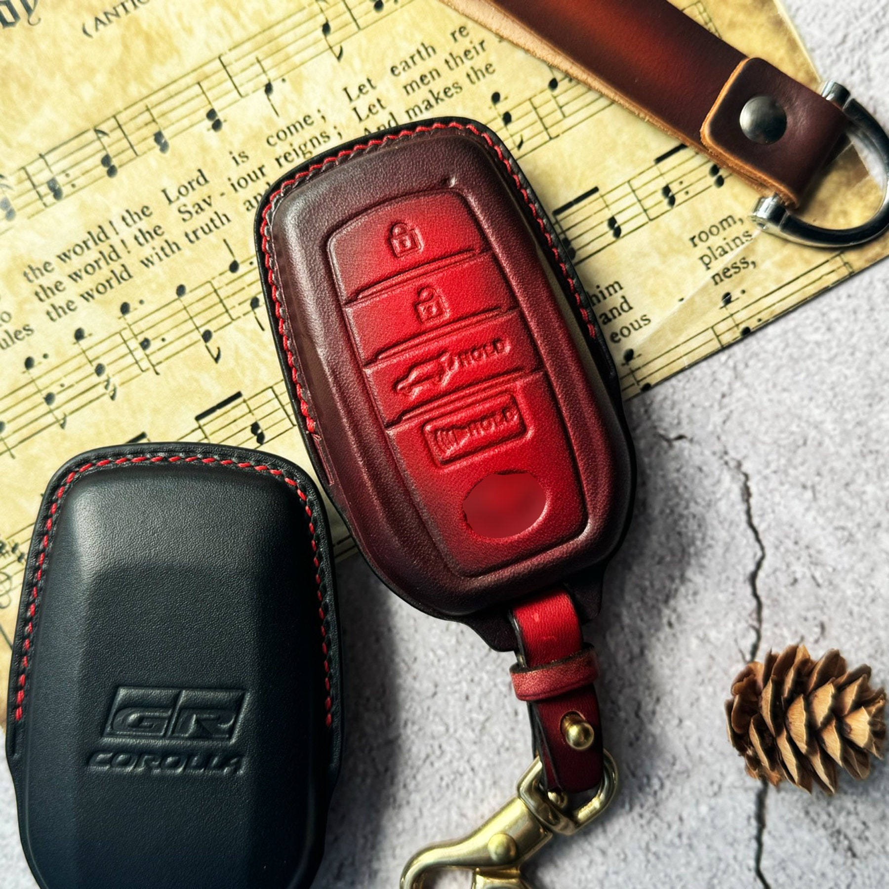 Toyota 4runner TRD Pro Leather Key Fob Cover & Keychain Gift Set for ...