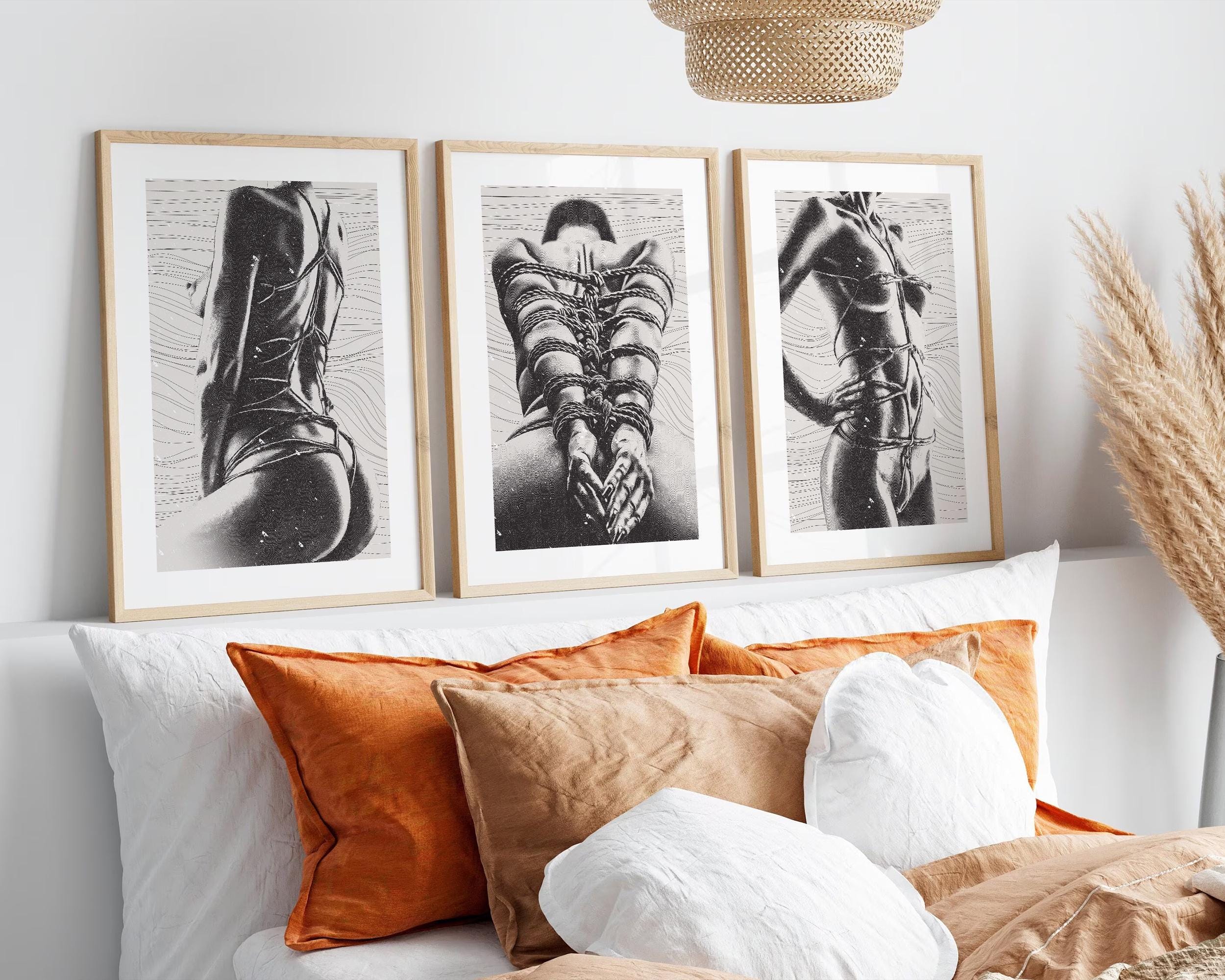 Shibari Rope Wall Art, Shibari Fine Art Print, Set of 3 Prints, Large ...