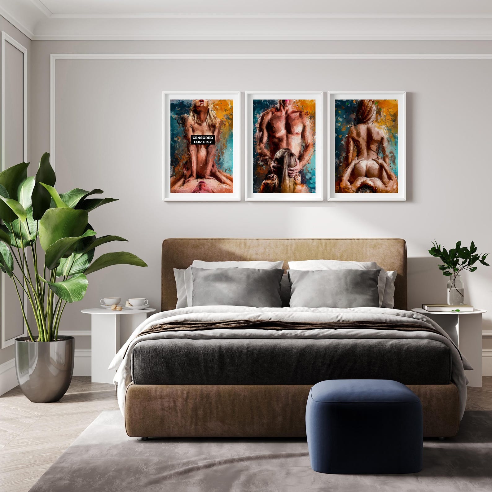 Intimate Couple Art Drawn Erotic Set Three Poster Decor Sexy Fetish Art Bedroom Intimate Art ...