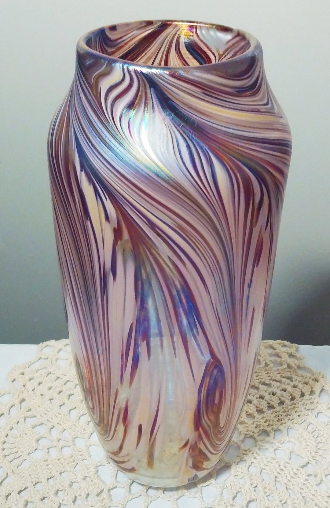 Rose Tree Hand Blown Contemporary Art Glass Vase signed - Etsy