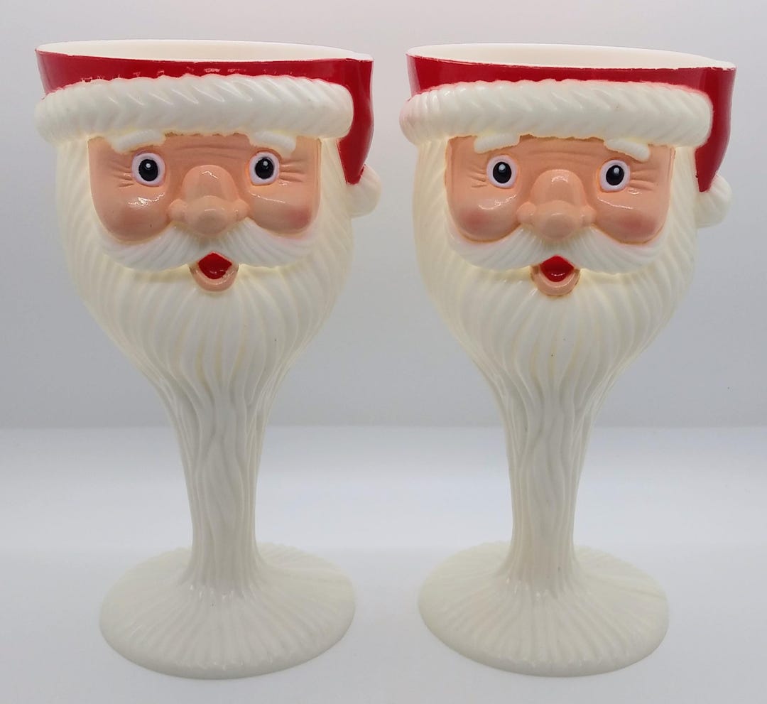 Set of Vintage Hard Plastic Santa Claus Christmas Cups - Etsy