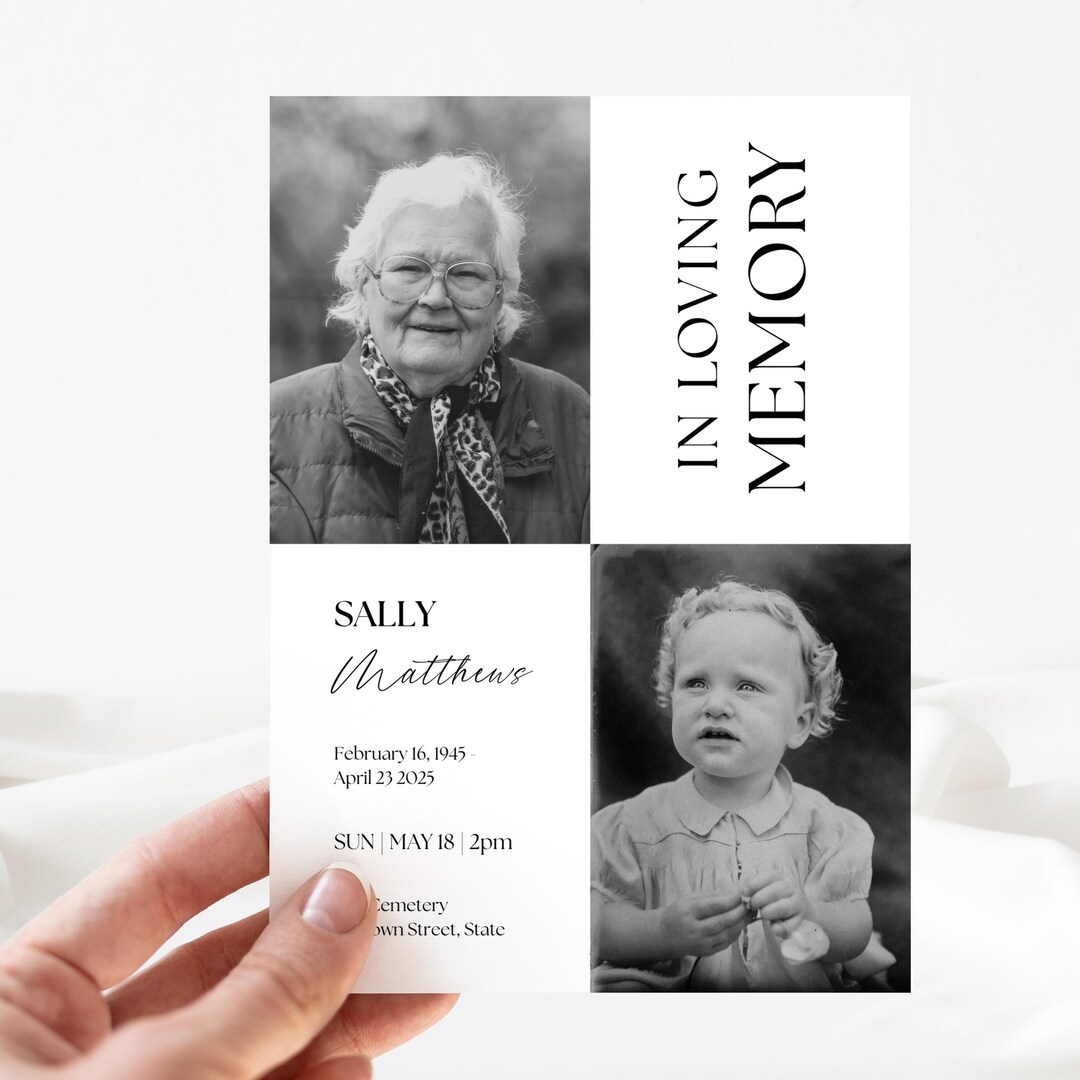 Editable Funeral Invitation | Memorial Service Invite | Celebration of ...