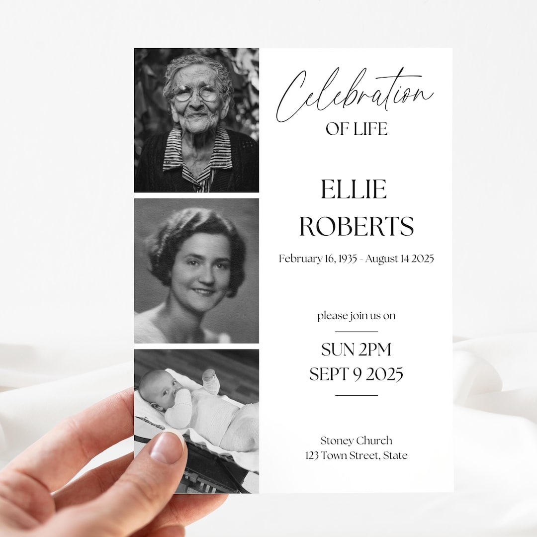 Editable Celebration of Life Invitation | Funeral Announcement ...