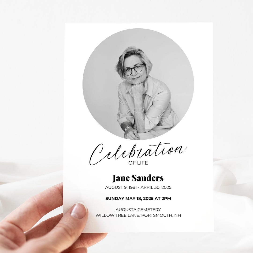 Editable Celebration of Life Invitation | Funeral Announcement ...