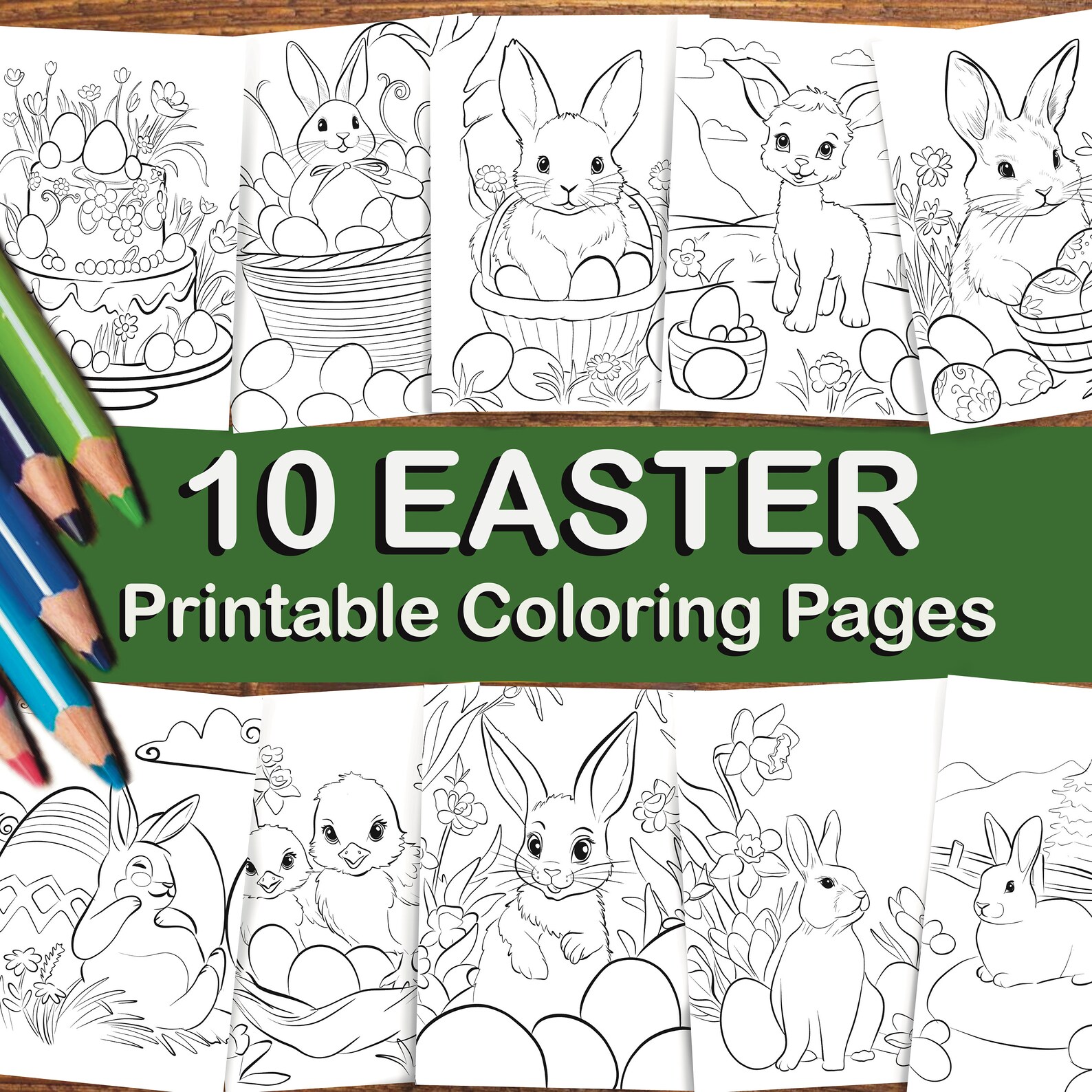 10 Easter Coloring Pages, Easter Coloring Pages for Kids, Easter ...