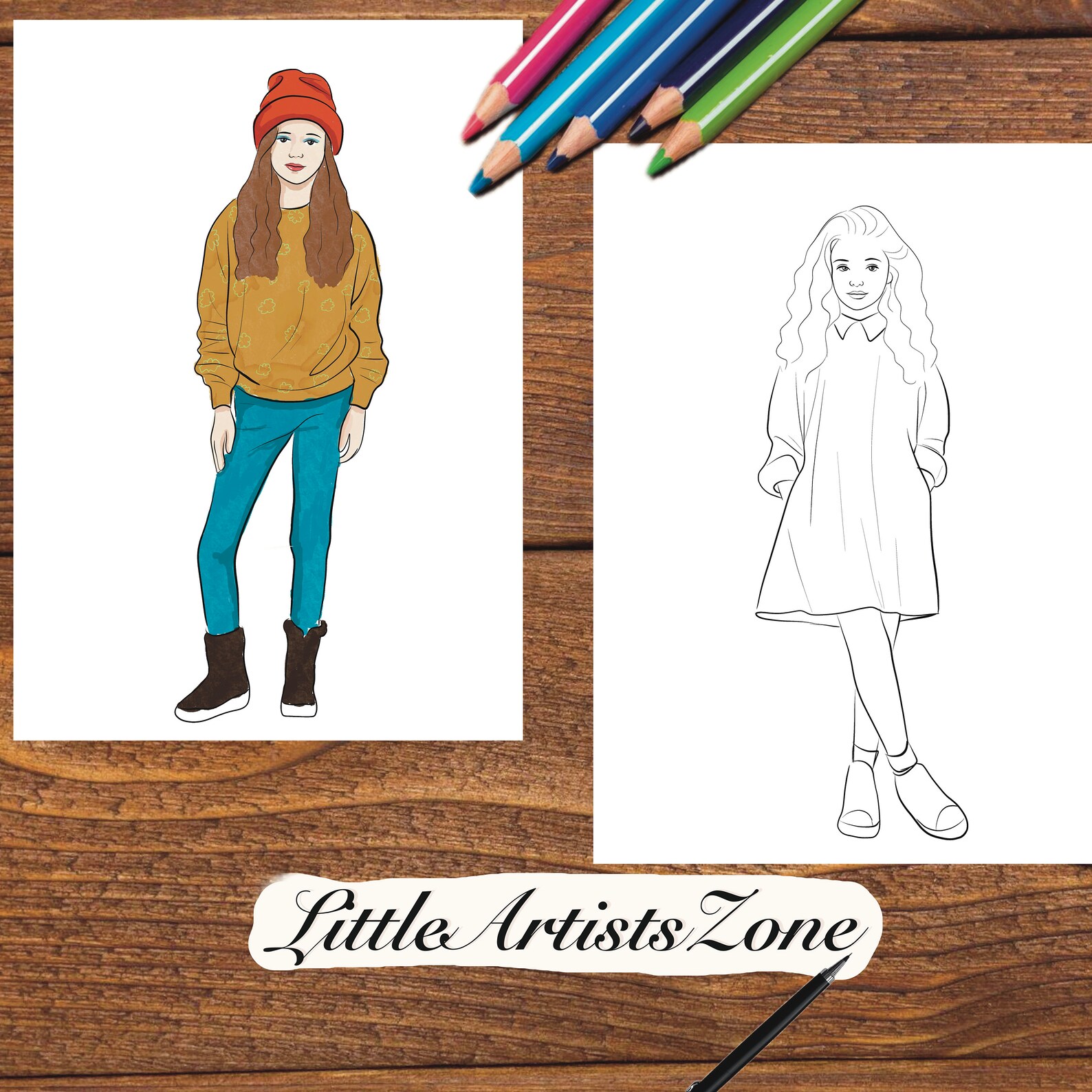 Fashion Design Coloring Pages, Printable Coloring Book for Kids ...