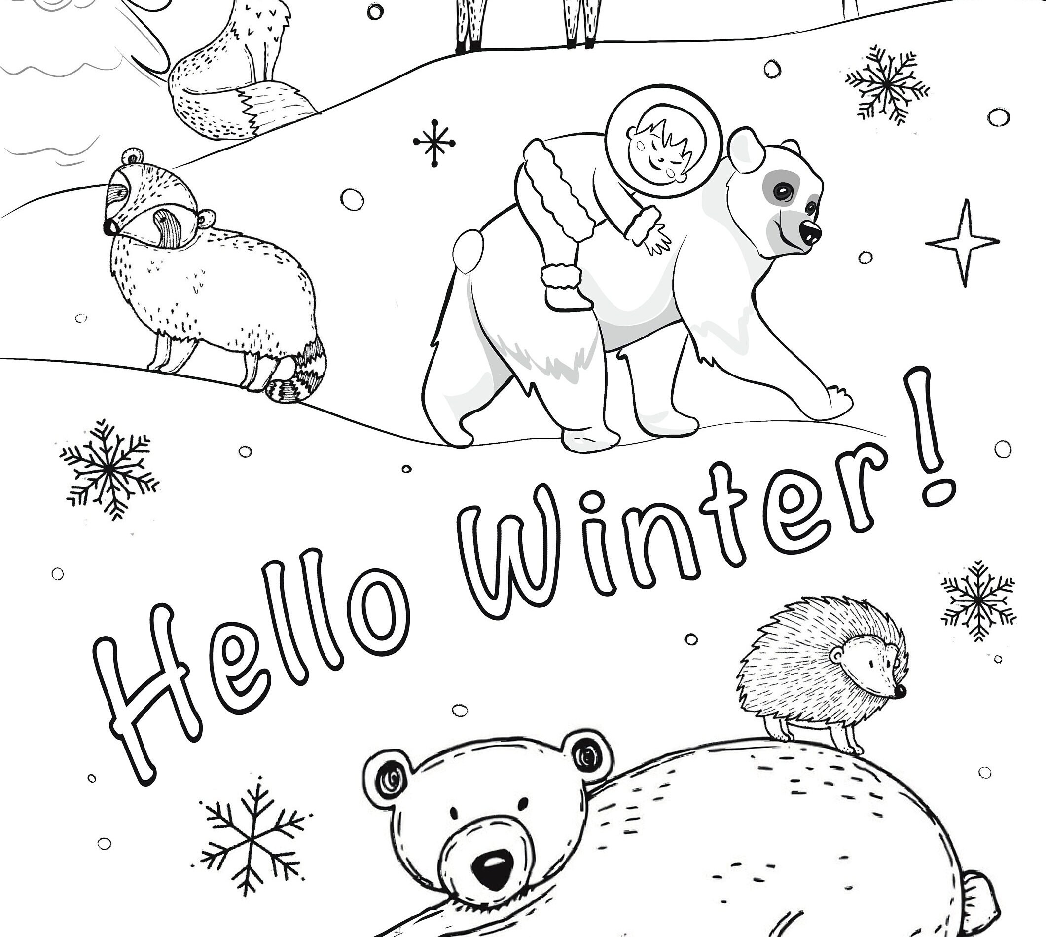 Winter Love Coloring Pages, Digital Download for Kids Activity, Winter ...