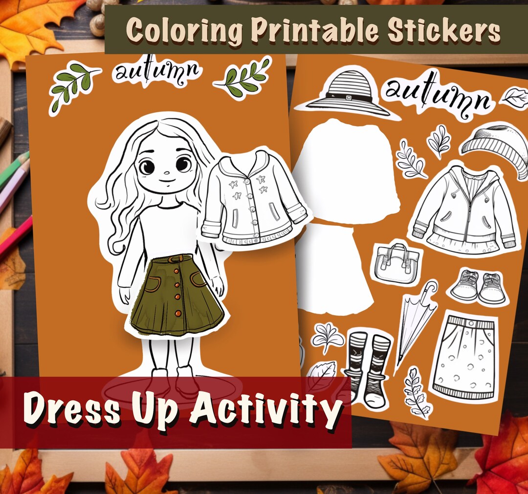 Paper Doll Dress up Activity for Kids Coloring Sticker Printable ...