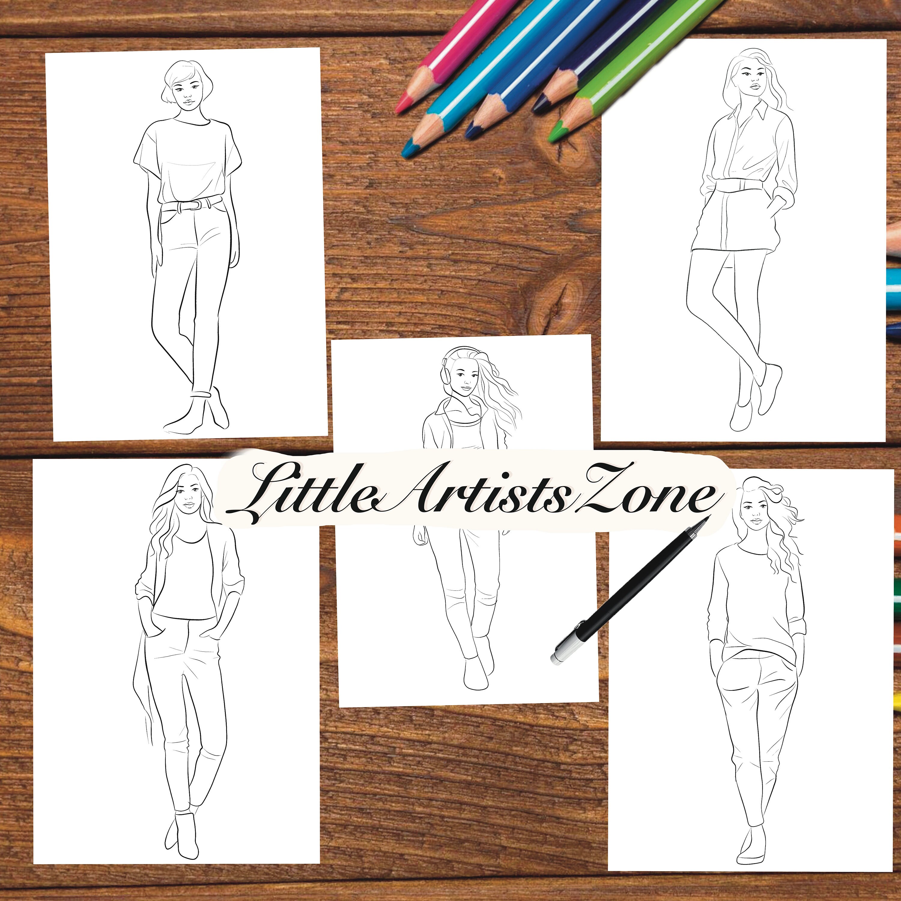Fashion Design Coloring Pages, Adult Printable Coloring Book, Fashion ...