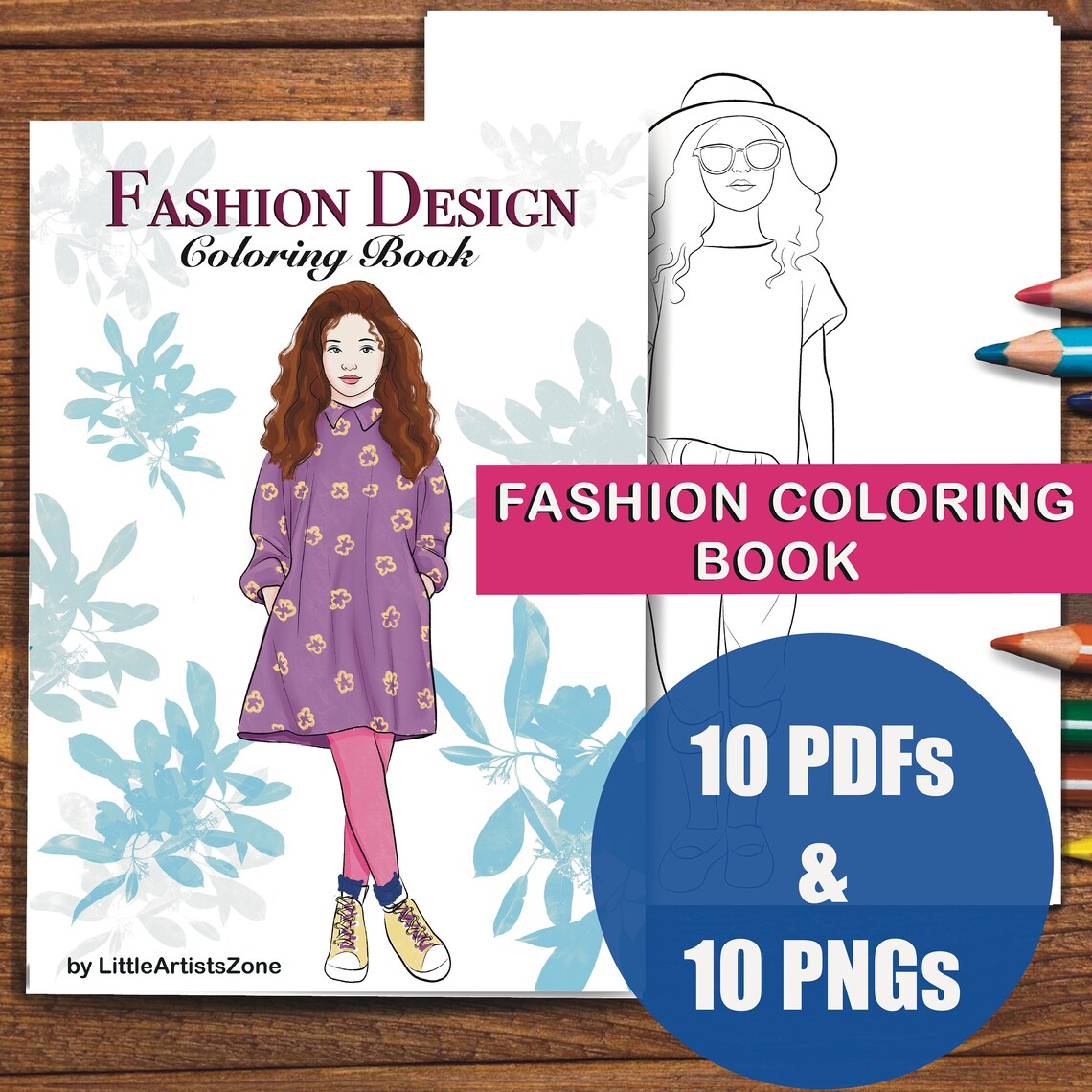 Fashion Design Coloring Pages, Printable Coloring Book for Kids ...