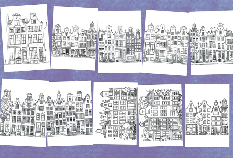 40 Printable Coloring Amsterdam Houses Pages, Architecture Coloring ...