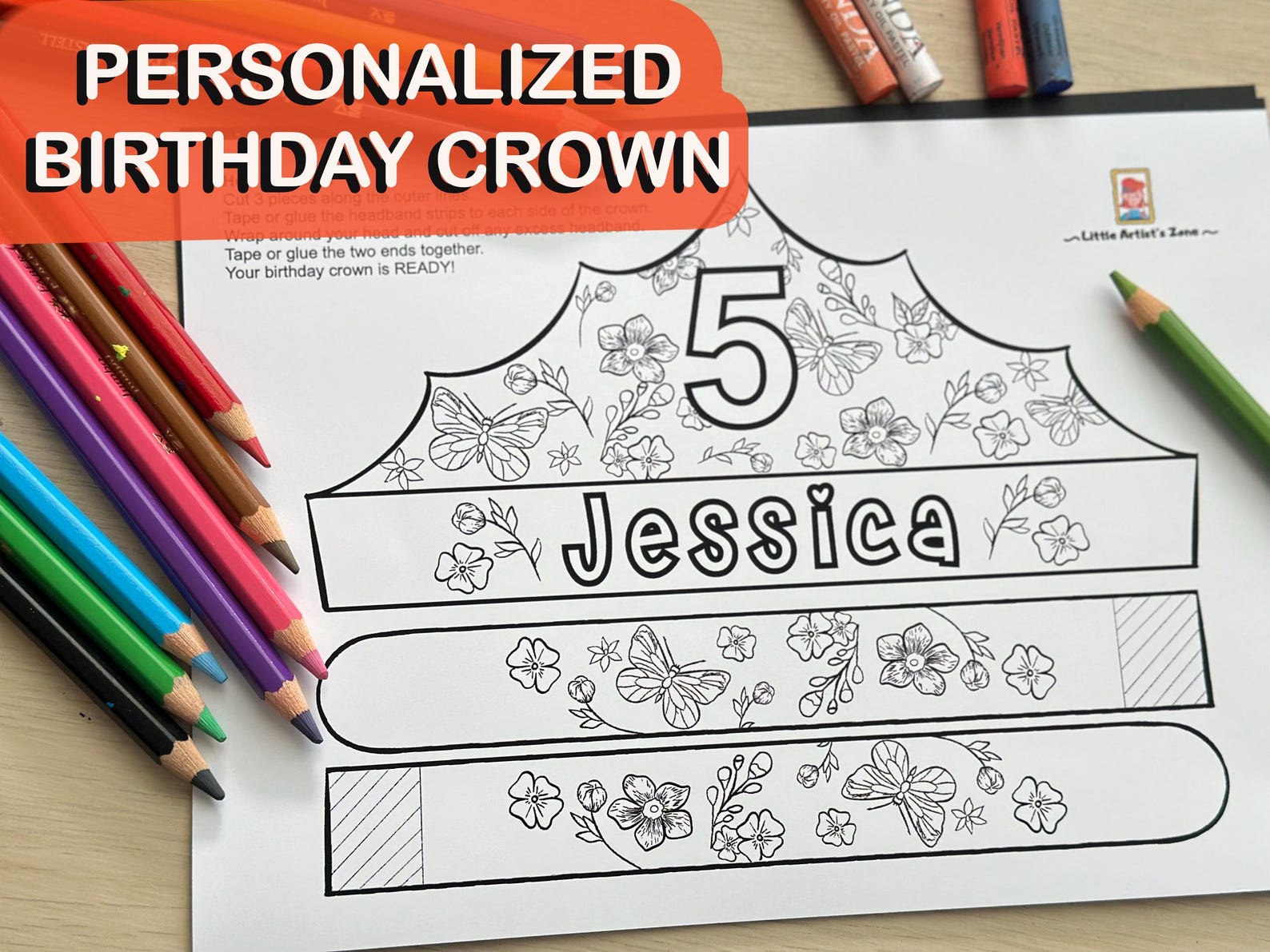 Personalized Birthday Paper Crown for Kids, Printable Birthday Crown ...