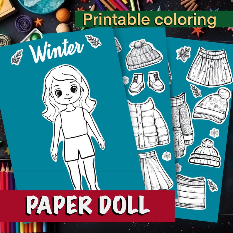 Paper Doll Dress up Activity for Kids, Printable Coloring Paper Doll ...