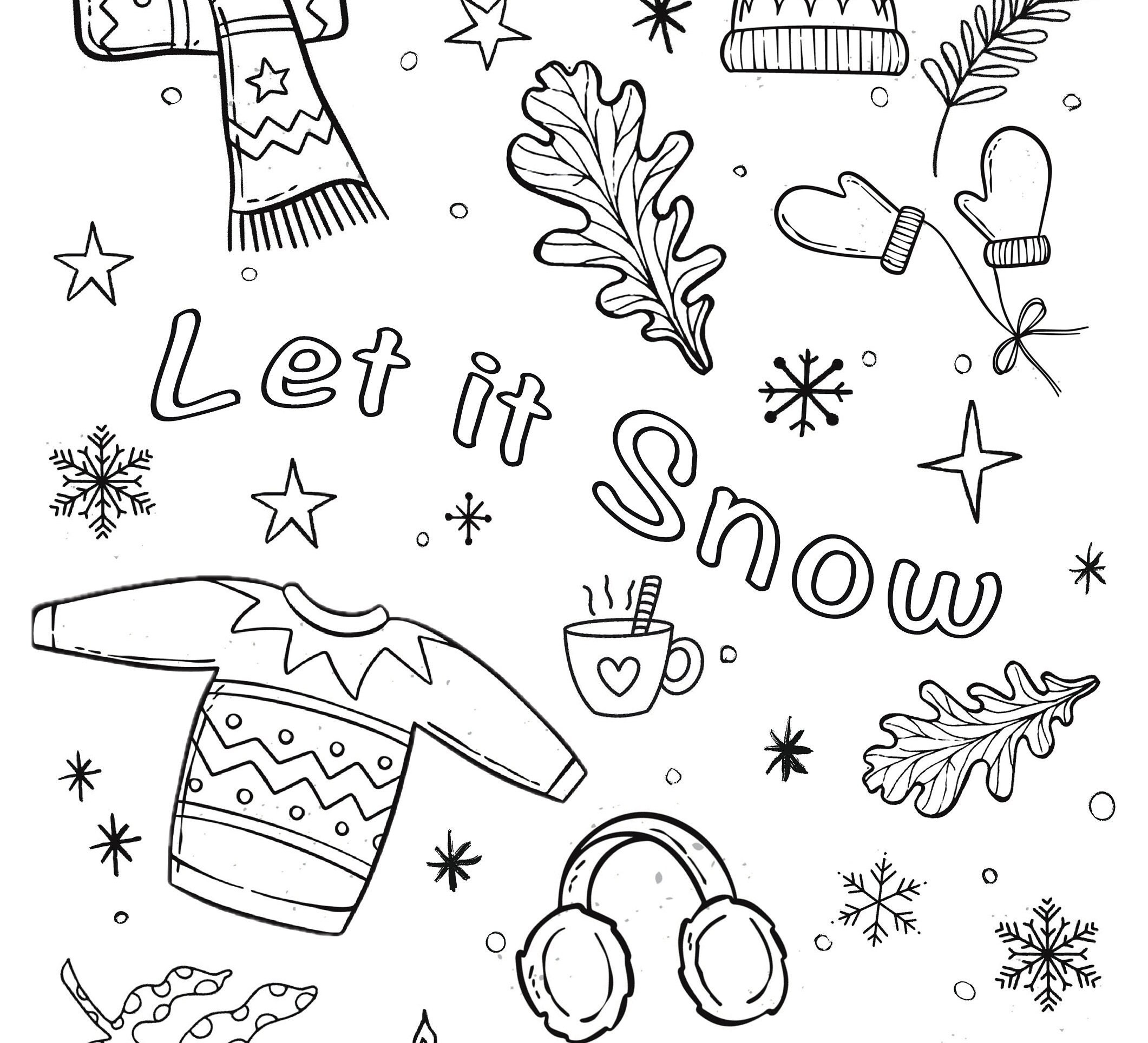 Winter Love Coloring Pages, Digital Download for Kids Activity, Winter ...