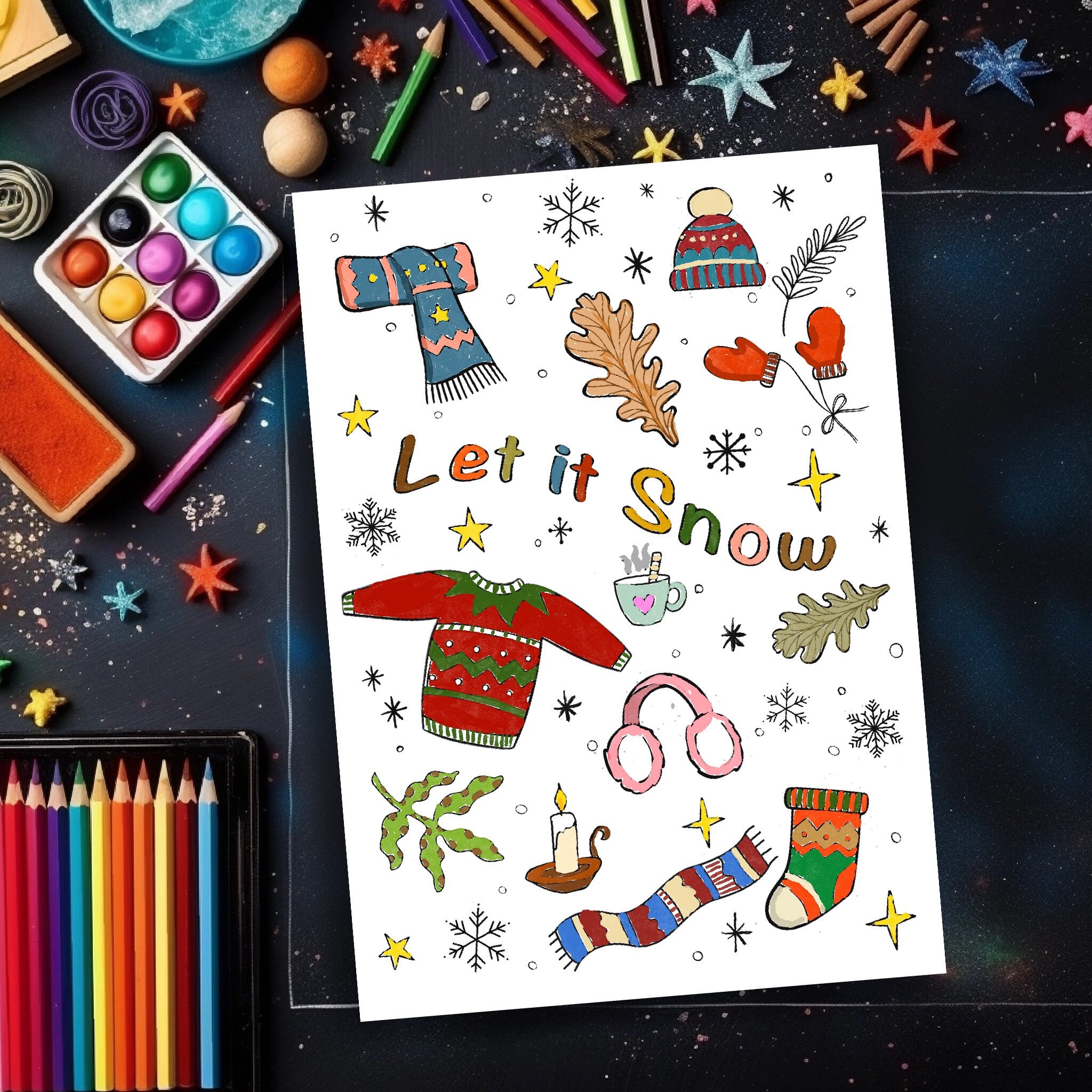 Winter Love Coloring Pages, Digital Download for Kids Activity, Winter ...