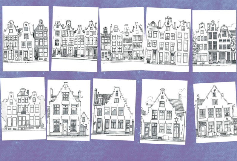 40 Printable Coloring Amsterdam Houses Pages, Architecture Coloring ...