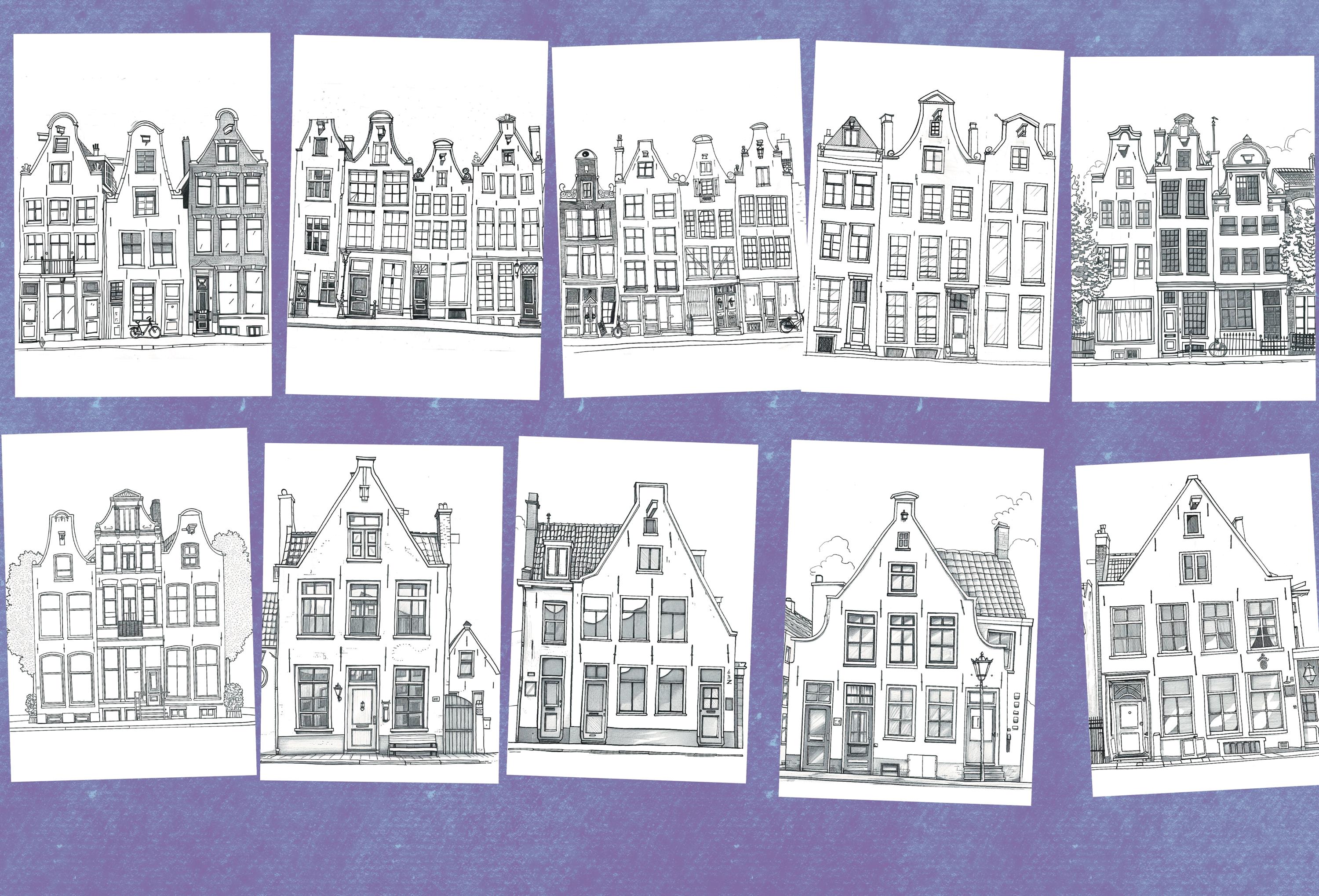 40 Printable Coloring Amsterdam Houses Pages, Architecture Coloring ...