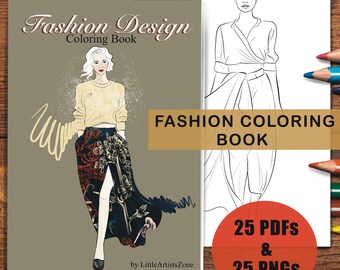 Fashion Design Coloring Pages, Printable Coloring Book for Kids ...