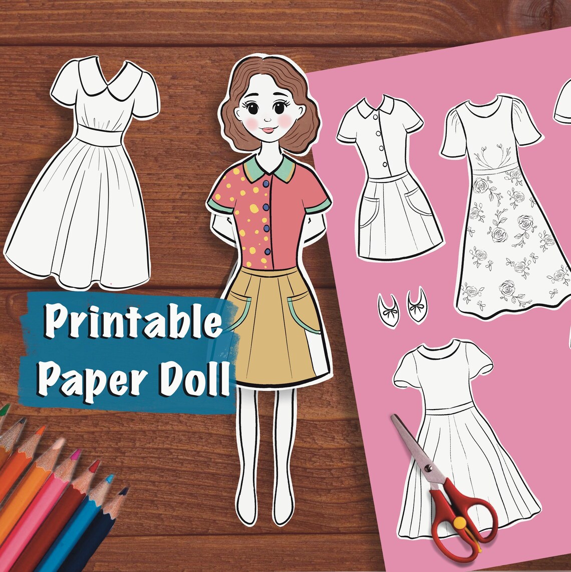Paper Doll Dress up Activity for Kids, Printable Coloring Paper Doll ...