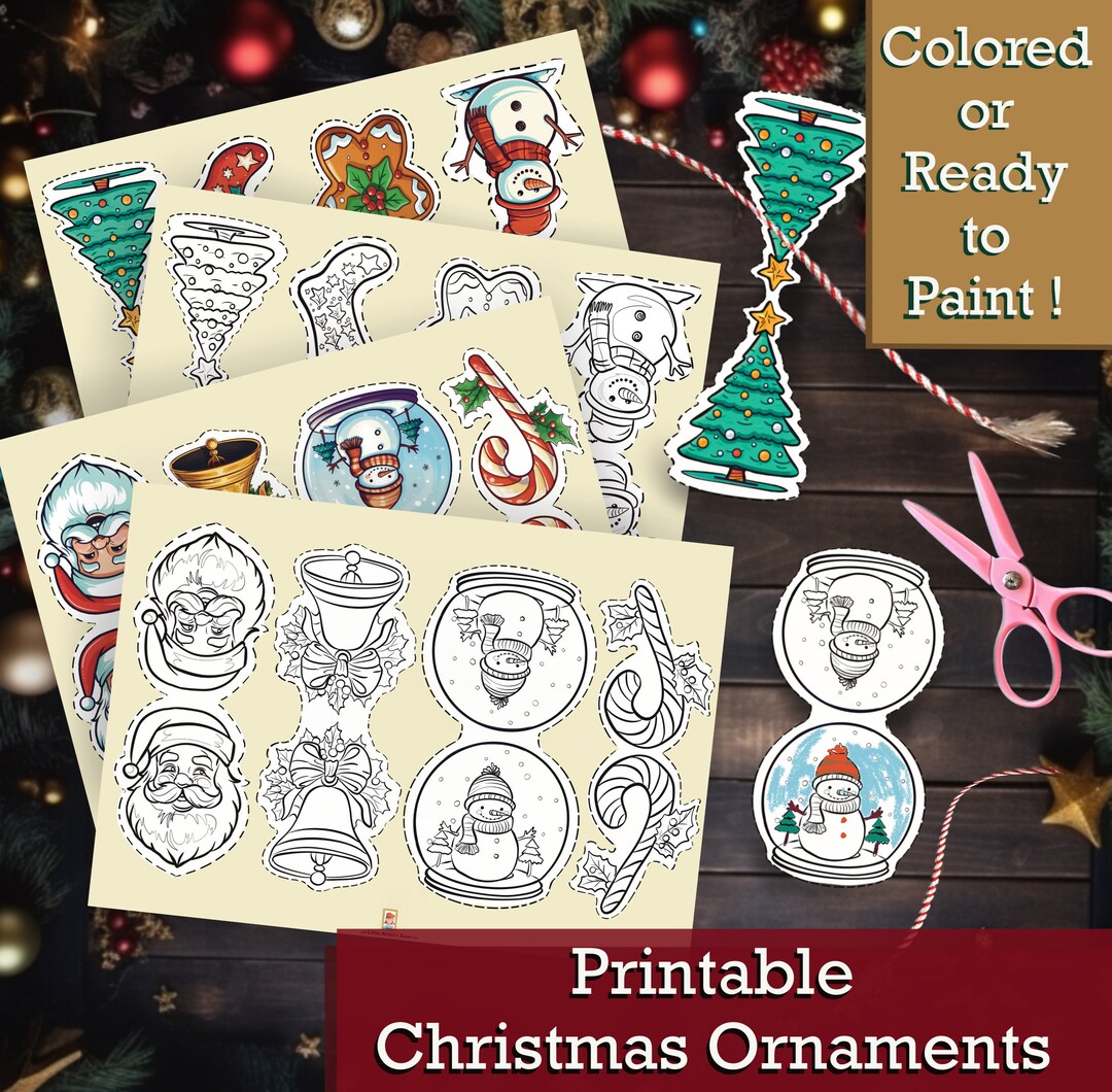 Christmas Tree Ornament for Kids, Coloring Diy Tree Ornament Activity ...