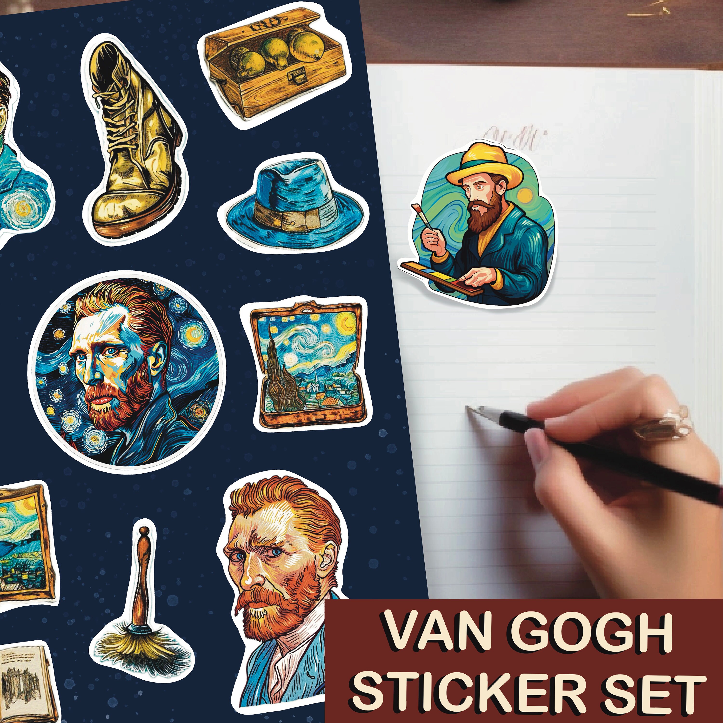 Vincent Van Gogh Stickers, Van Gogh Clip Art, Printable Sticker, PDF ...