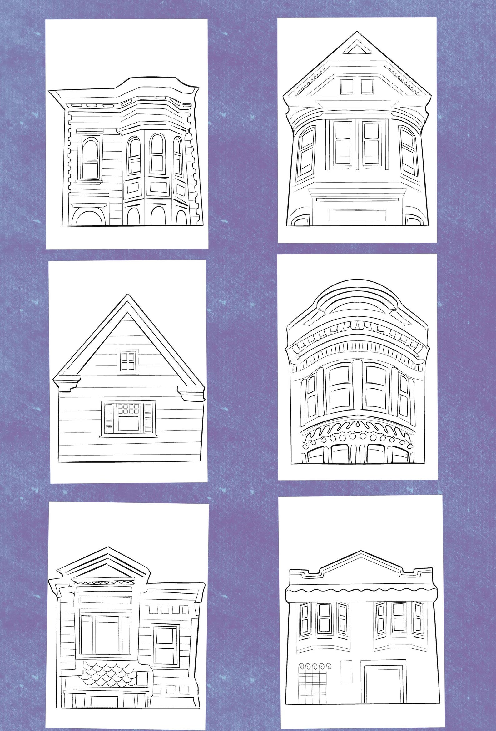 Printable Coloring Houses for Adults, Coloring Architecture Activity ...