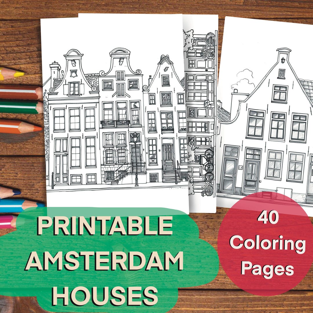 40 Printable Coloring Amsterdam Houses Pages, Architecture Coloring ...