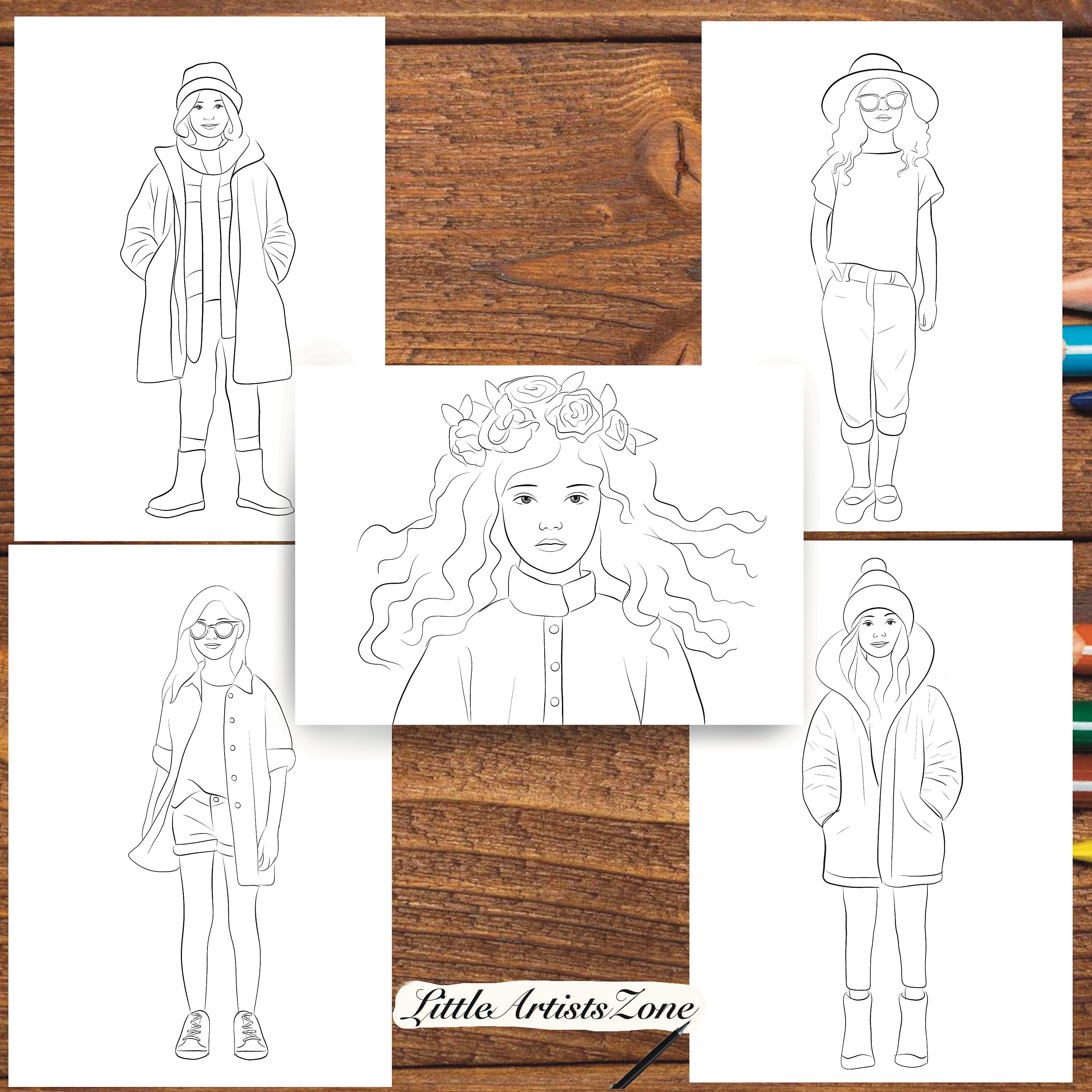 Fashion Design Coloring Pages, Printable Coloring Book for Kids ...