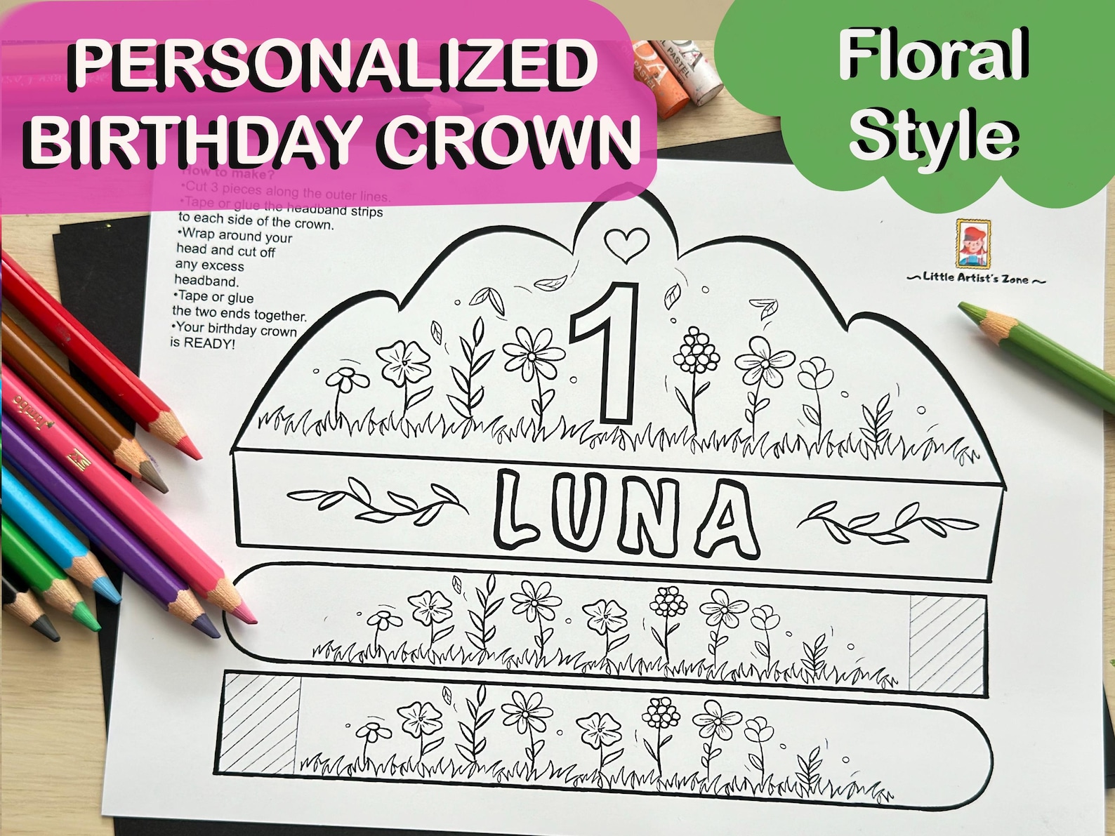 Personalized Birthday Paper Crown for Kids, Printable Birthday Crown ...