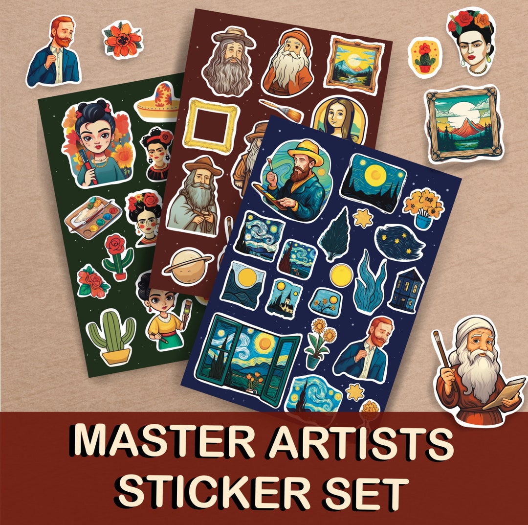 Master Artist Stickers, Vincent Van Gogh, Frida Kahlo Clip Art ...