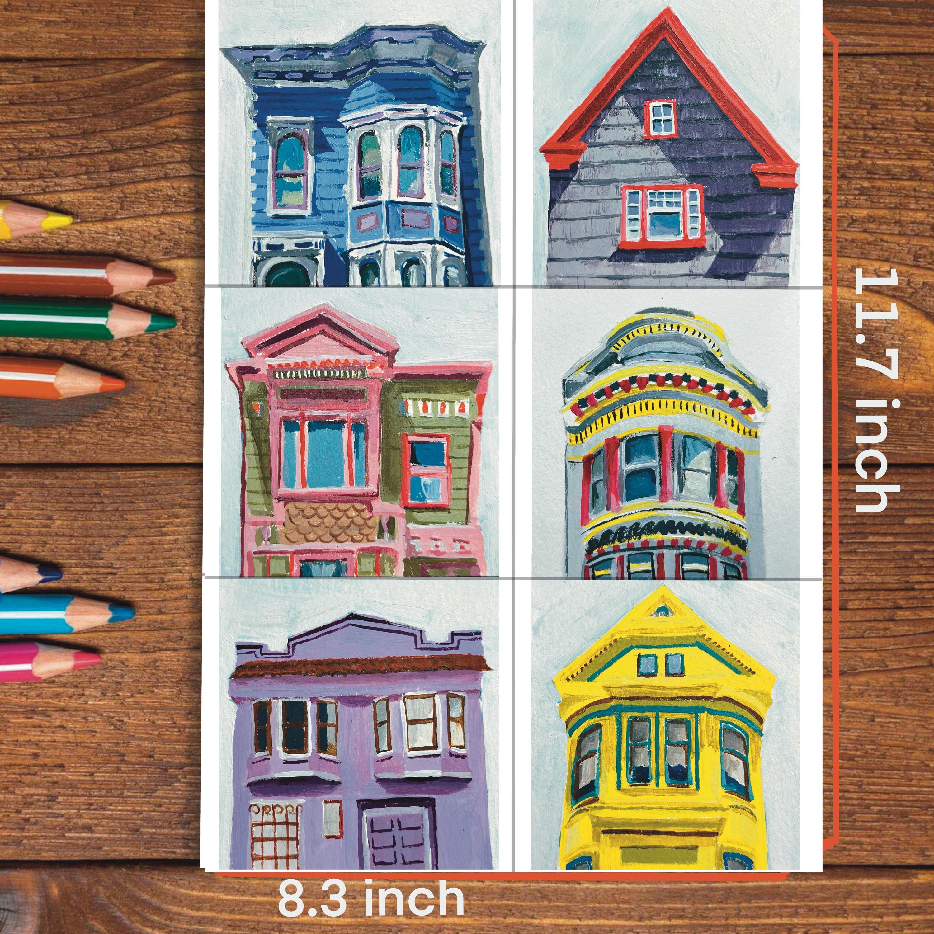 Printable Coloring Houses for Adults, Coloring Architecture Activity ...