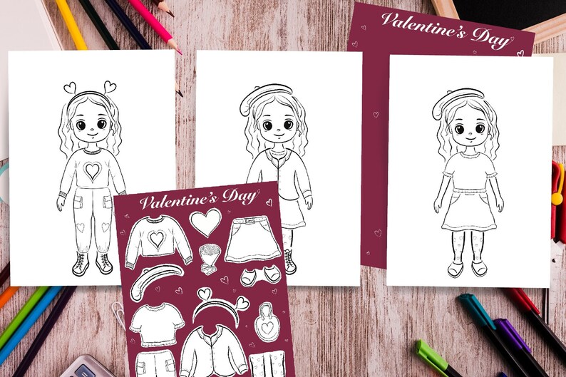 Printable Paper Doll Dress up Kit, Valentine’s Day Dress up Activity ...