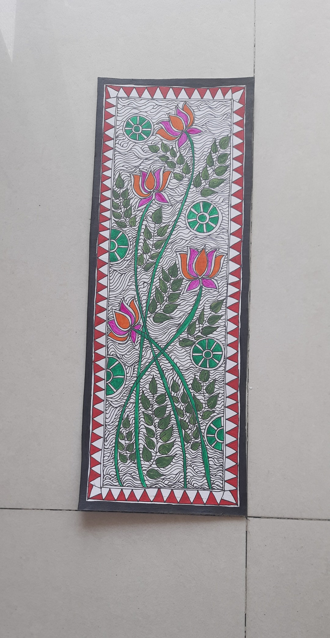 Lotus Blooms of Elegance: A Madhubani Ode to Divine Purity, Floral ...