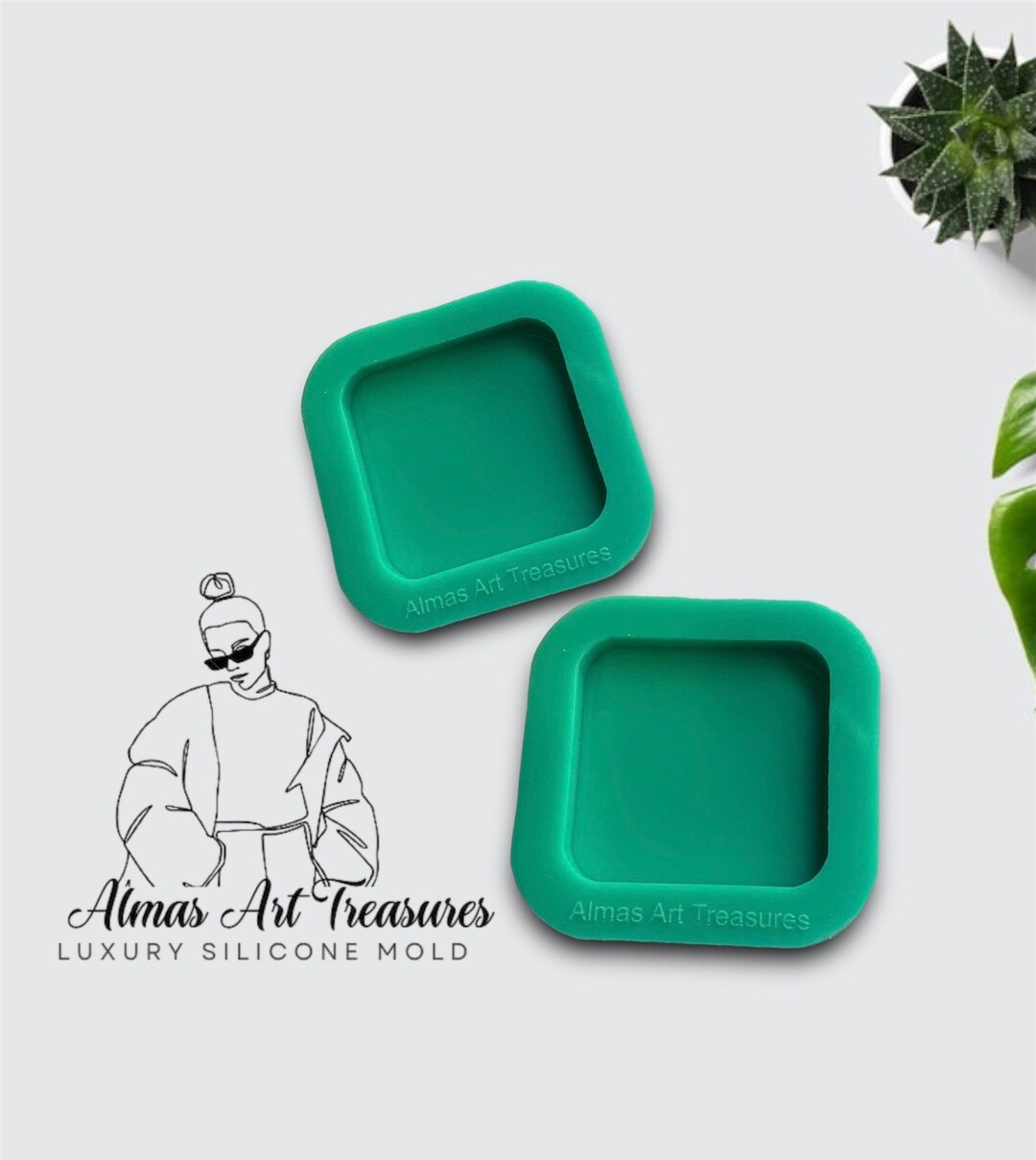 Square Keychain Epoxy Mold | Square 1.6 in Keychain Mold | Resin ...