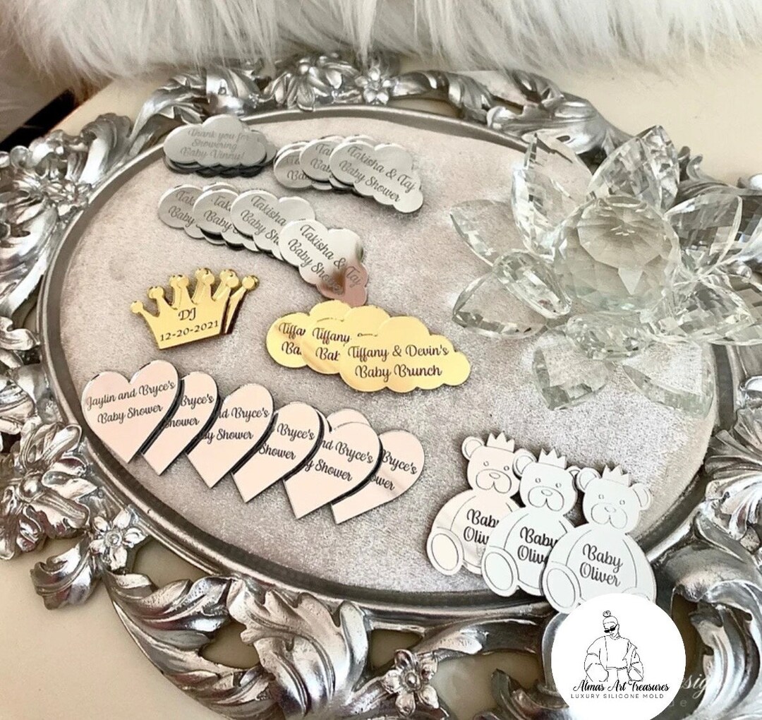 Custom Acrylic Mirror Tags, Wedding Tag, Baby Shower Tag, Personalized ...