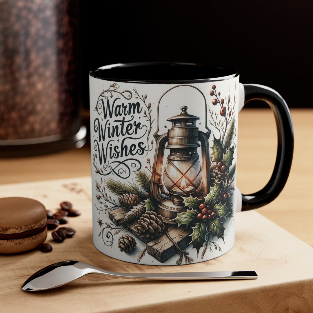 Warm Winter Wishes, Rustic Christmas Coffee Mug, Holiday Mug, Merry ...