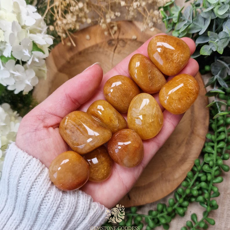 Golden Beryl Tumbled Stone, Crystal Gemstone Polished Natural High ...